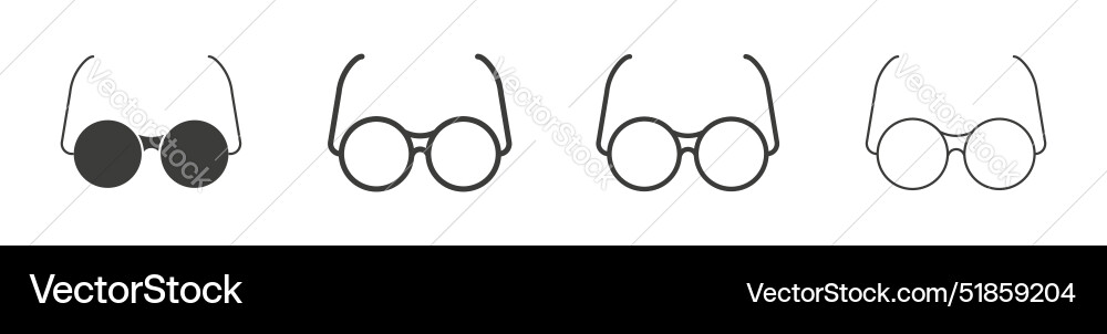 Glasses icon set old round eye sign Royalty Free Vector