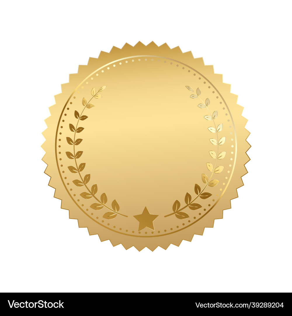 Gold Token Award Badge Royalty Free Vector Image