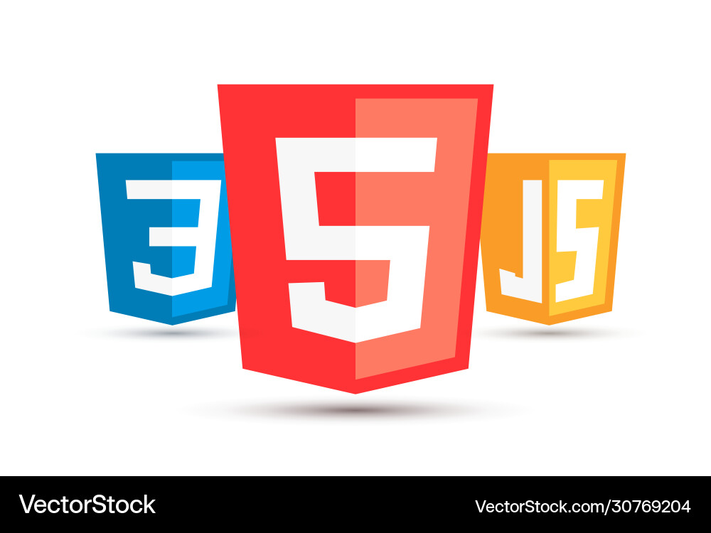 Html5 css3 js icon set web development logo Vector Image