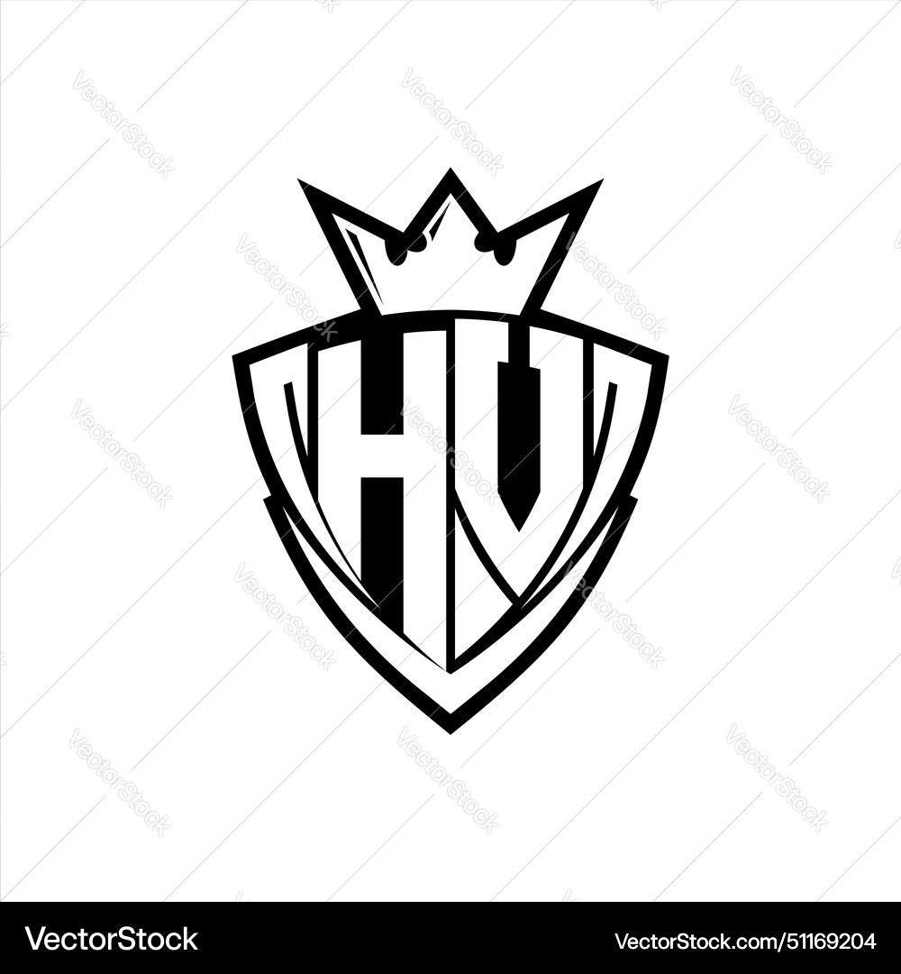 Hv letter logo with sharp triangle shield shape Vector Image