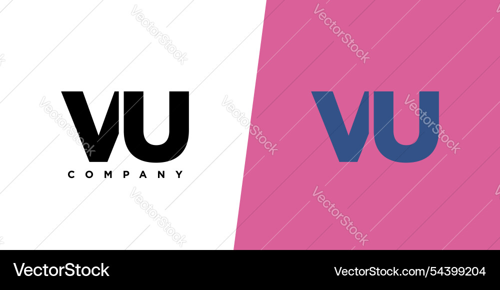 Letter v and u vu logo design template minimal Vector Image