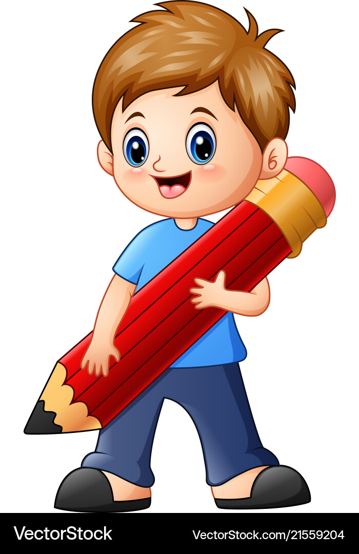 Little Boy with Pencil Royalty Free Vector Image