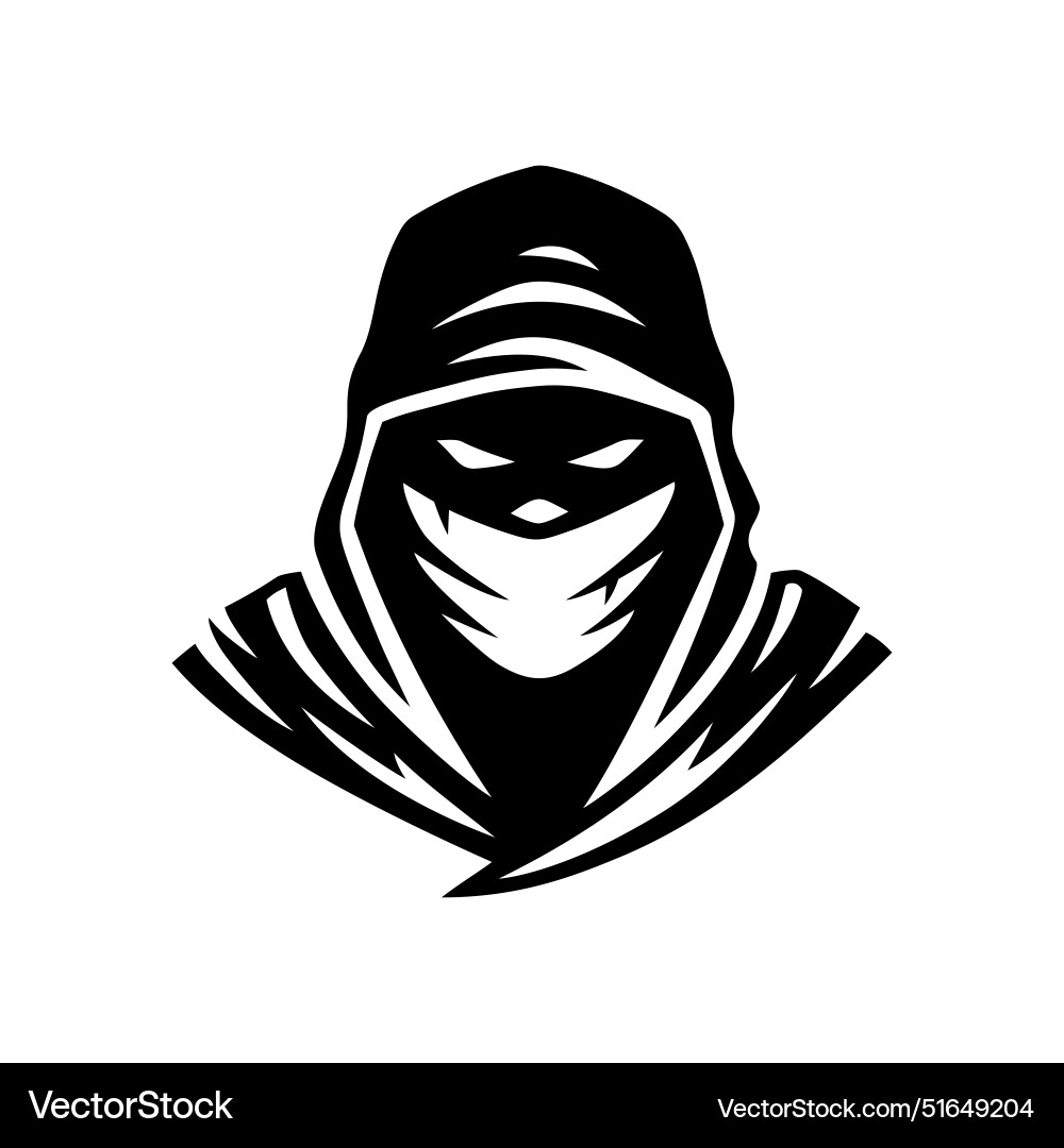 Masked hooded ninja assassin warrior emblem Vector Image