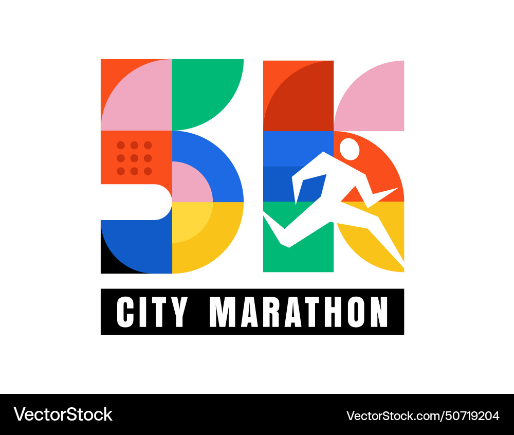 Run marathon concept design geometric colorful Vector Image