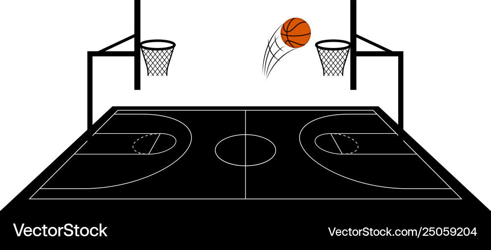 Side view a basketball court Royalty Free Vector Image