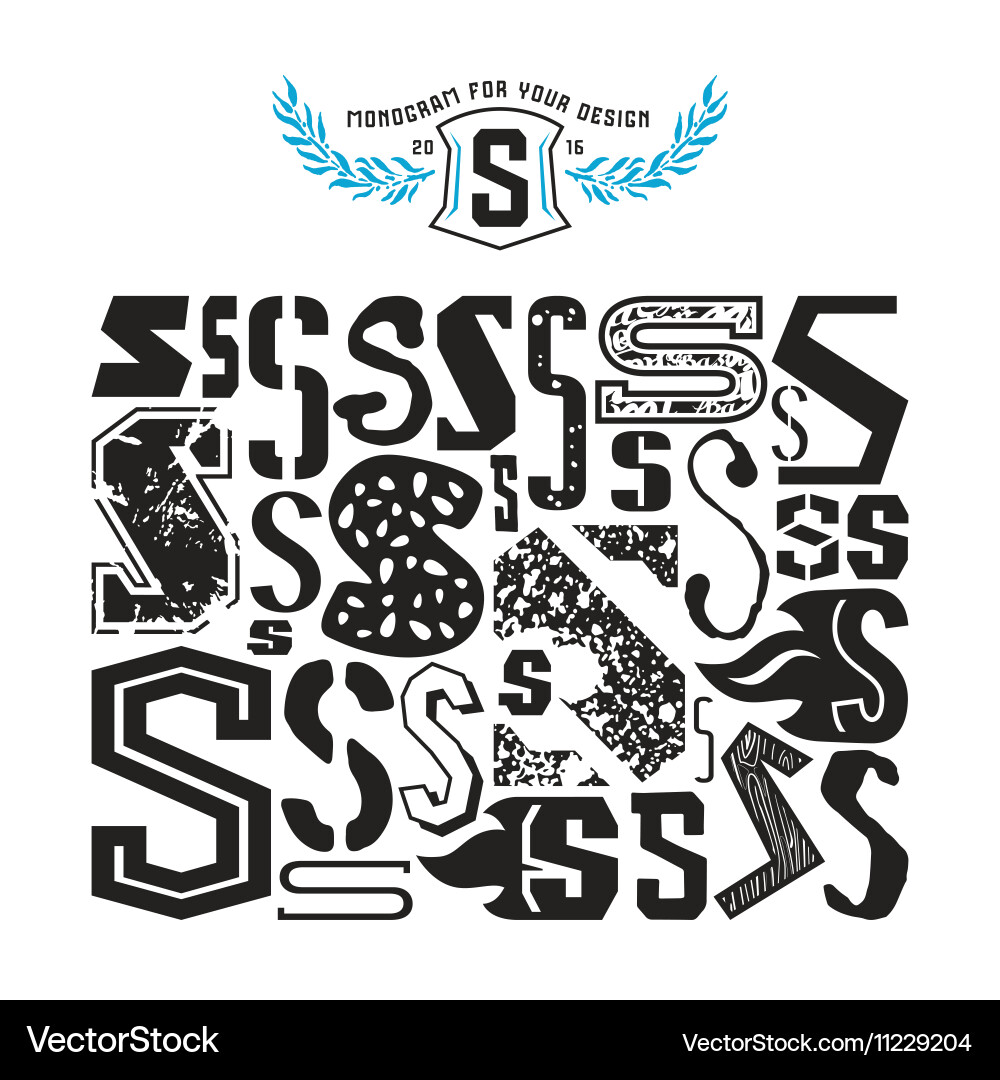 Stock set of monograms and initial letter s Vector Image