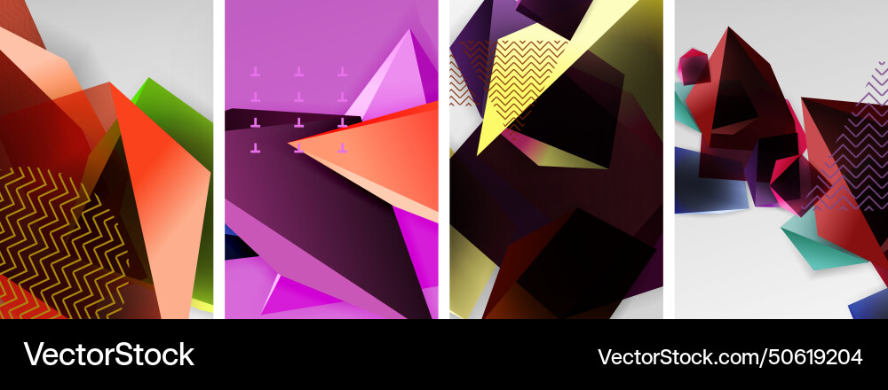 Trendy low poly 3d triangle shapes and other Vector Image