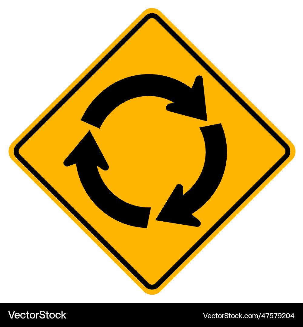 Warning signs roundabout ahead on white background