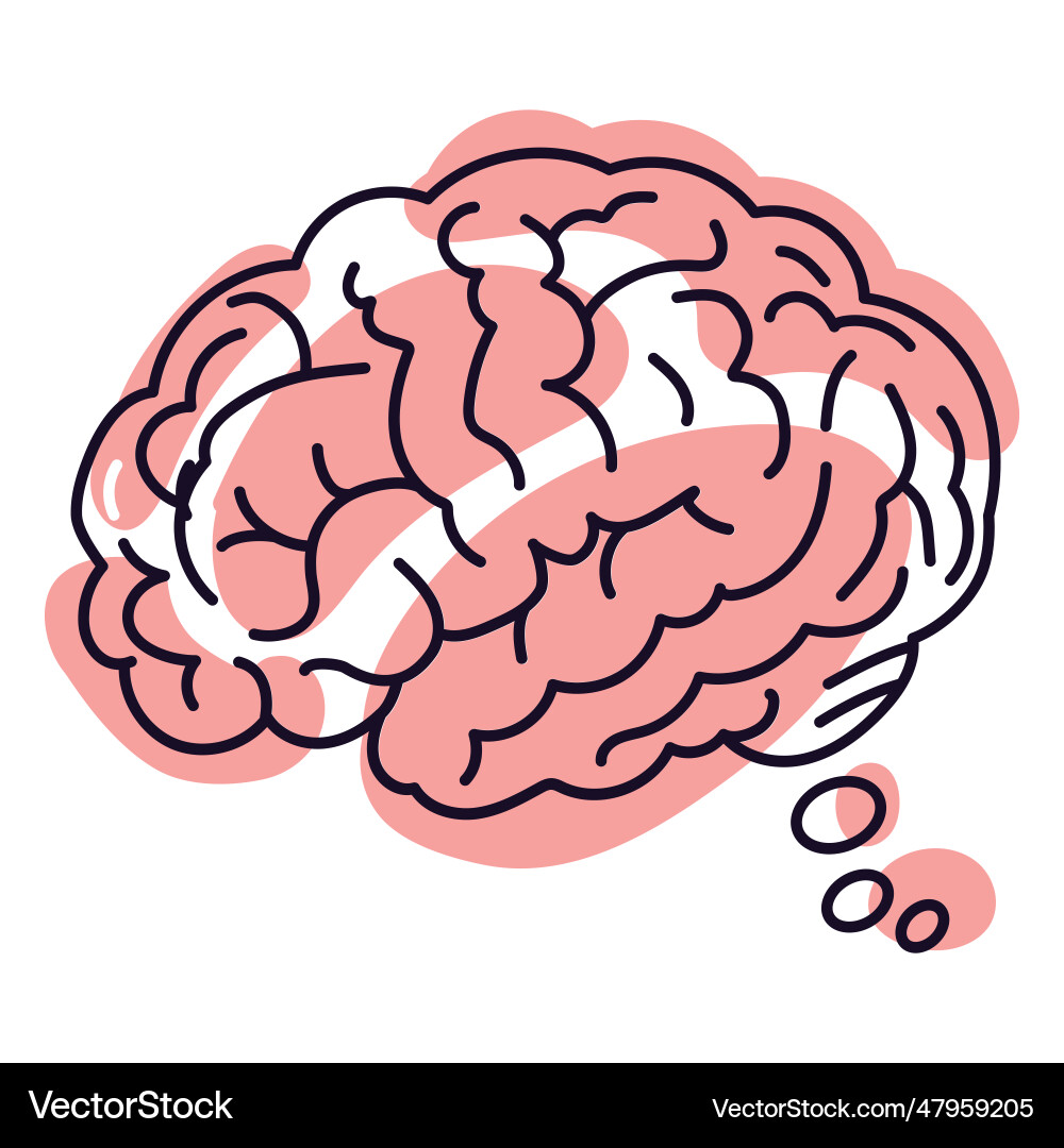 Brain thinking color stroke Royalty Free Vector Image