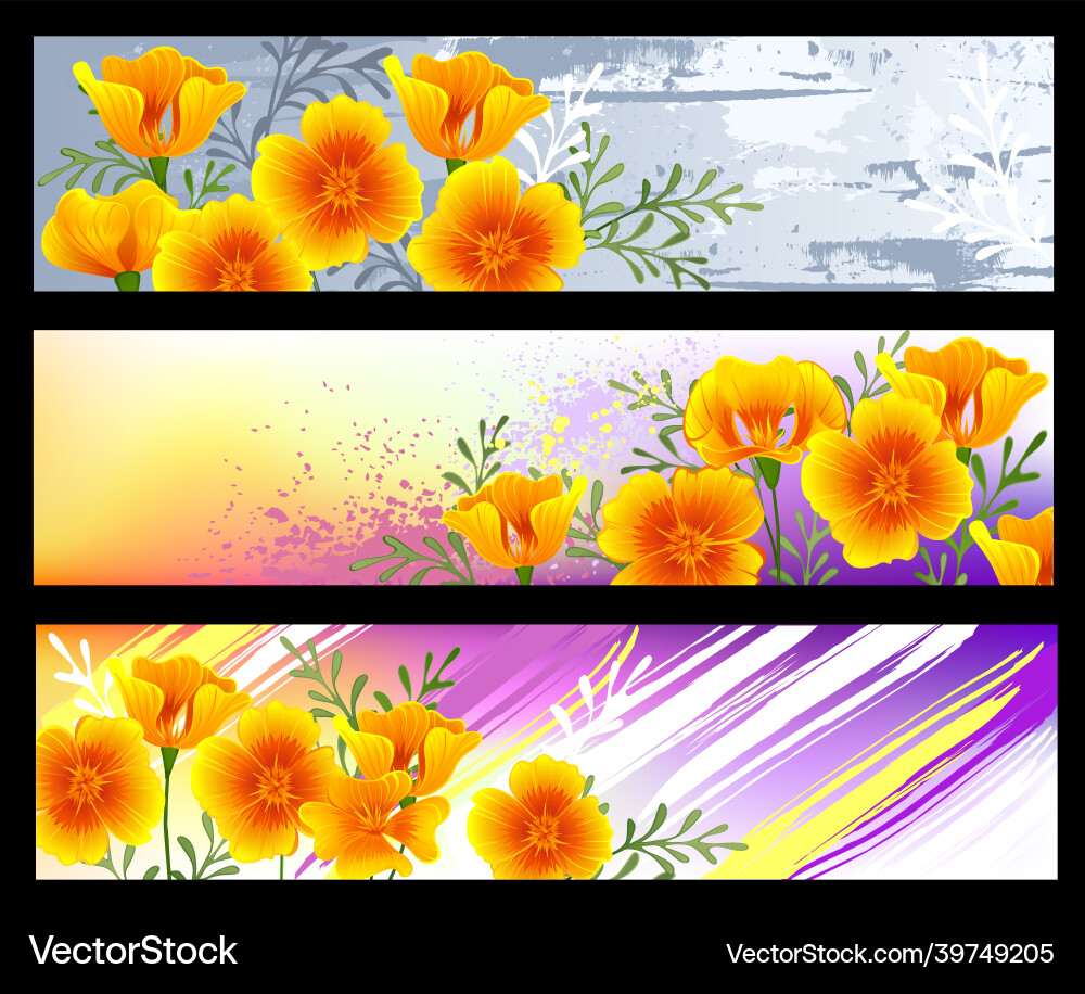 California poppy banners Royalty Free Vector Image