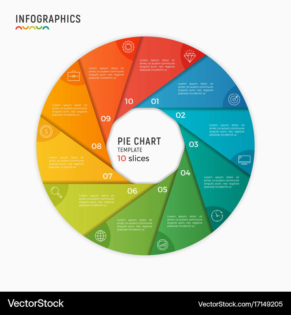 Circle chart infographic template 10 Royalty Free Vector