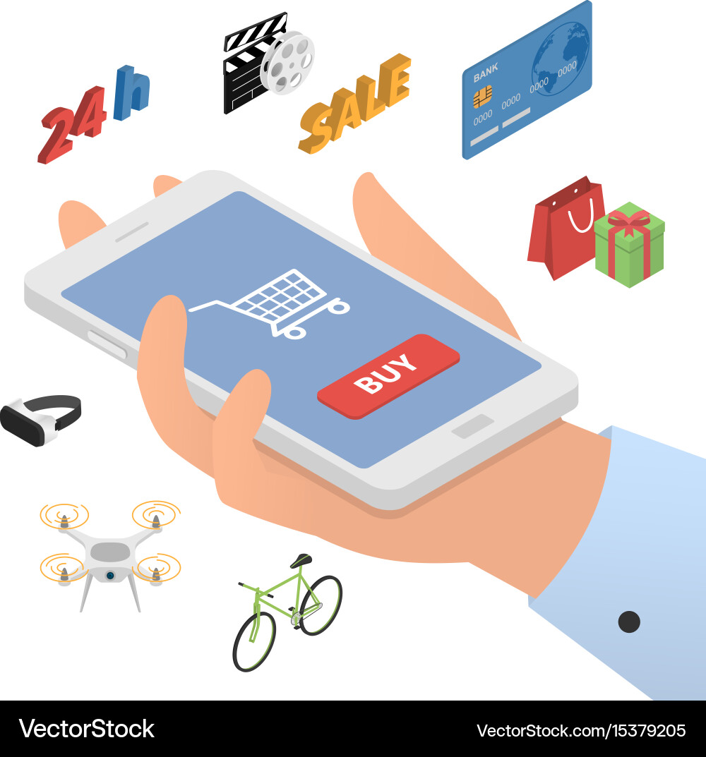 Design concept of mobile shopping Royalty Free Vector Image