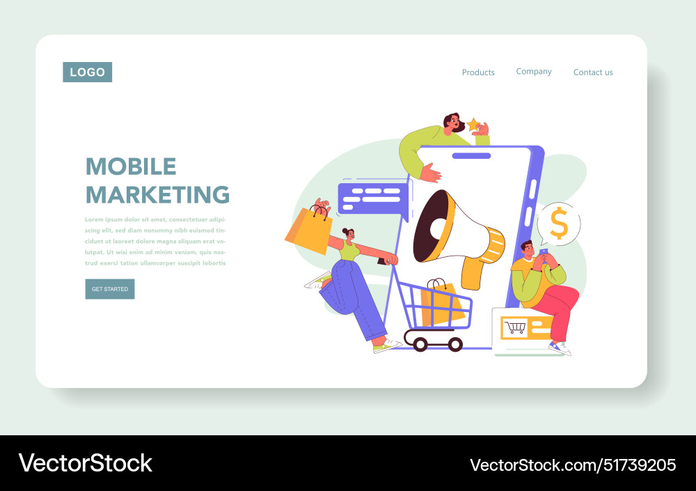 Mobile marketing flat Royalty Free Vector Image