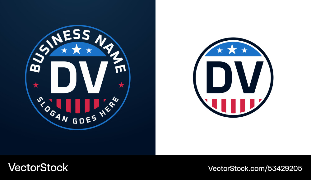 Patriotic dv logo design letter Royalty Free Vector Image