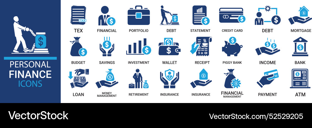 Personal finance icon set containing budget savi Vector Image