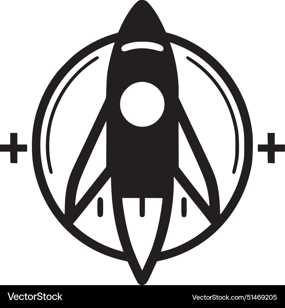 Rocket - black and white Royalty Free Vector Image