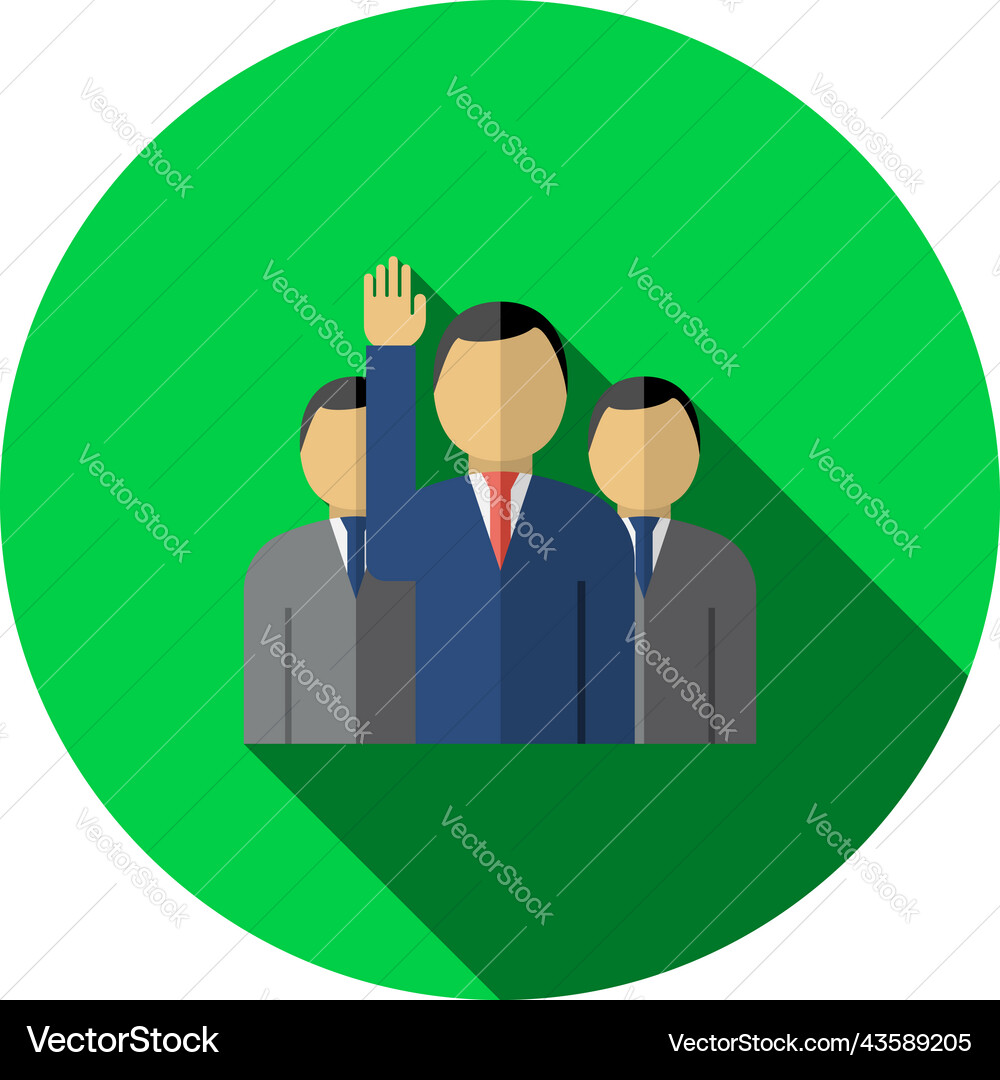 Voting man with men behind icon Royalty Free Vector Image