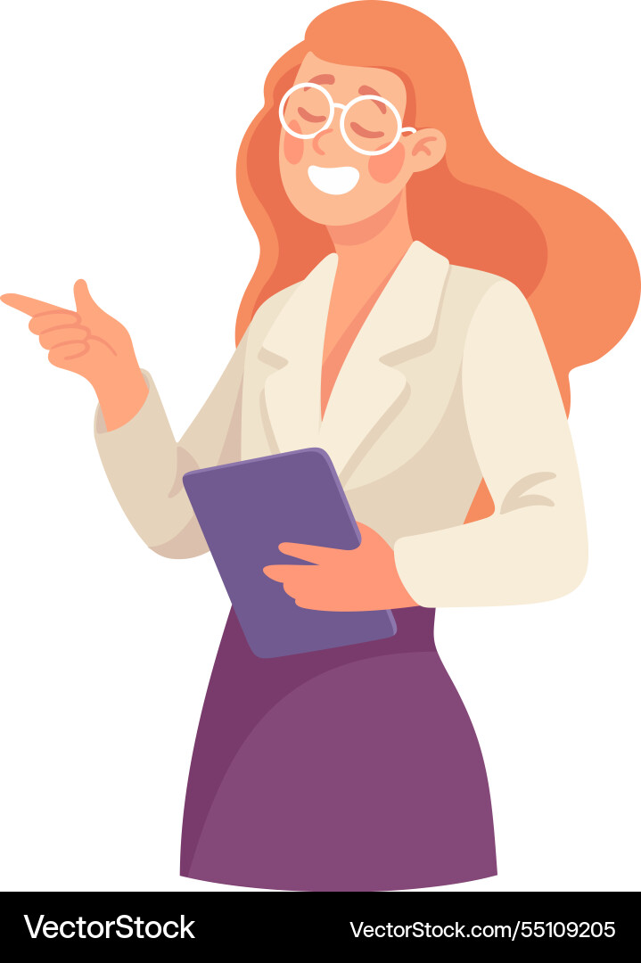 Woman teacher character explain lesson stand Vector Image