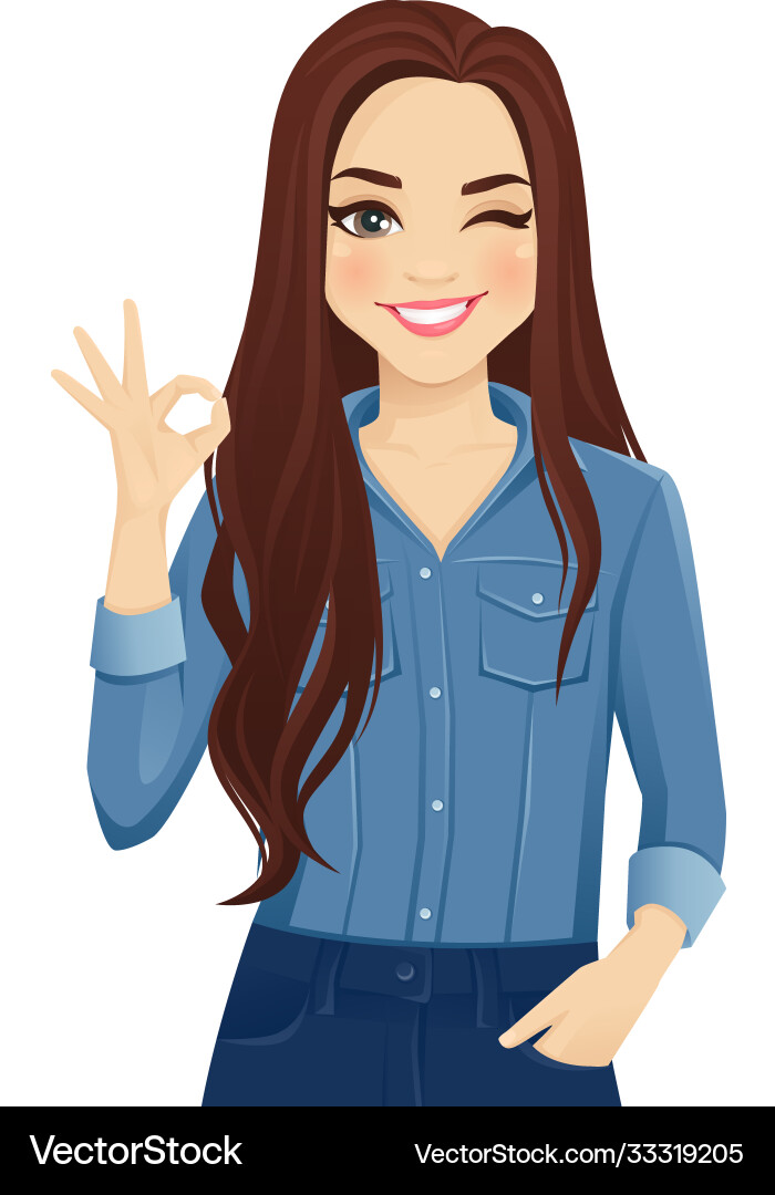 Young woman gesturing ok sign Royalty Free Vector Image