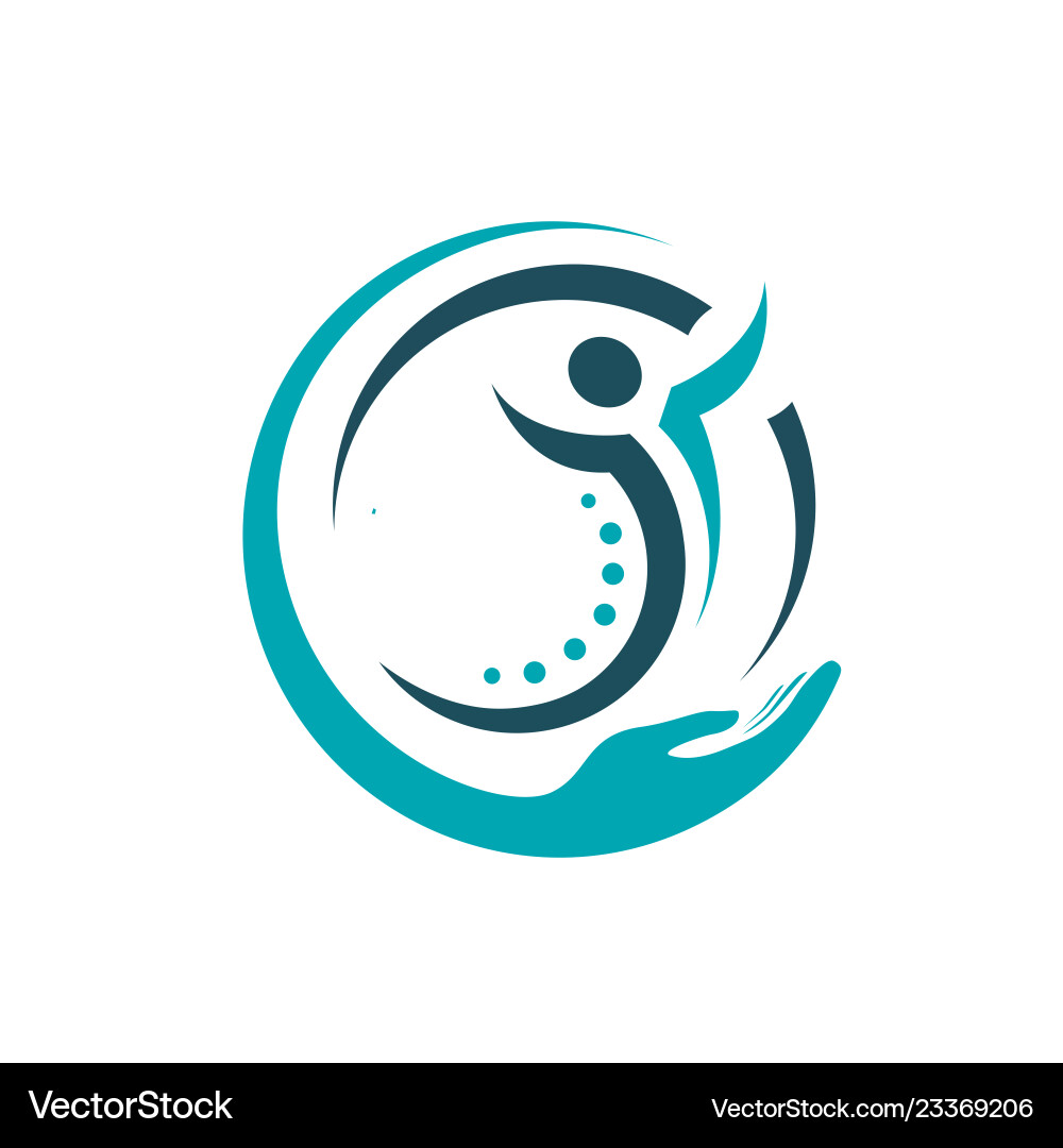 Abstract people logo with hand Royalty Free Vector Image