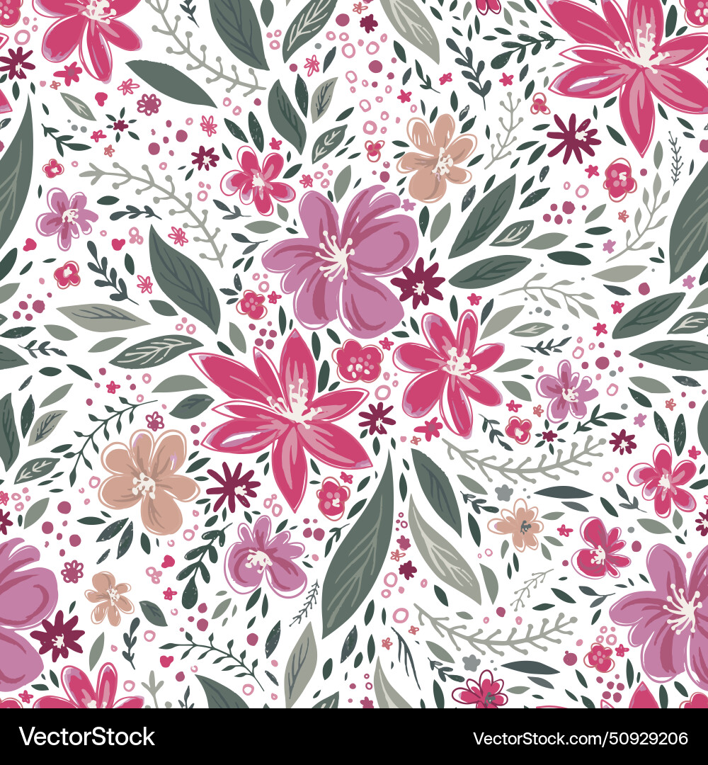 Blooming flower seamless pattern flourishing Vector Image