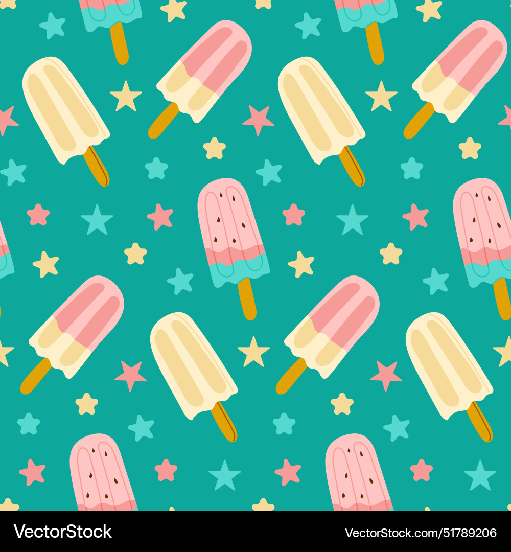Colorful flat seamless pattern with fruit ice Vector Image