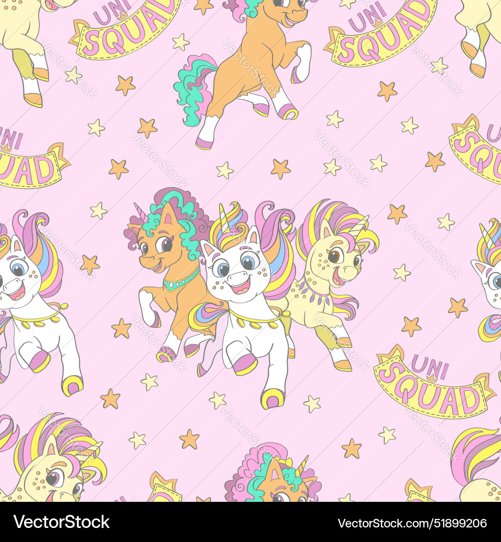 Cute unicorn friends seamless pattern Royalty Free Vector