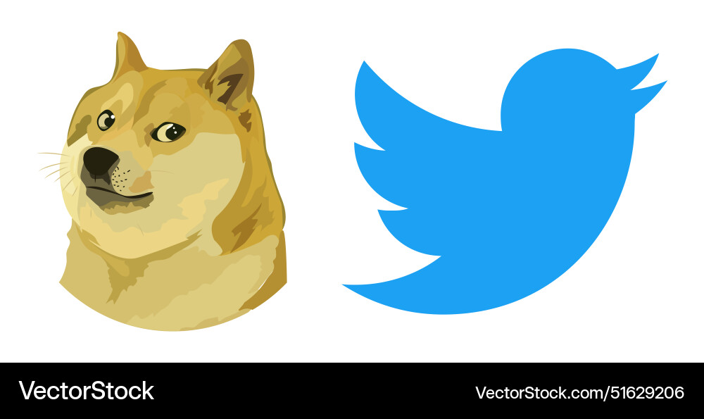 Dogecoin & Twitter Logo Change Royalty Free Vector Image
