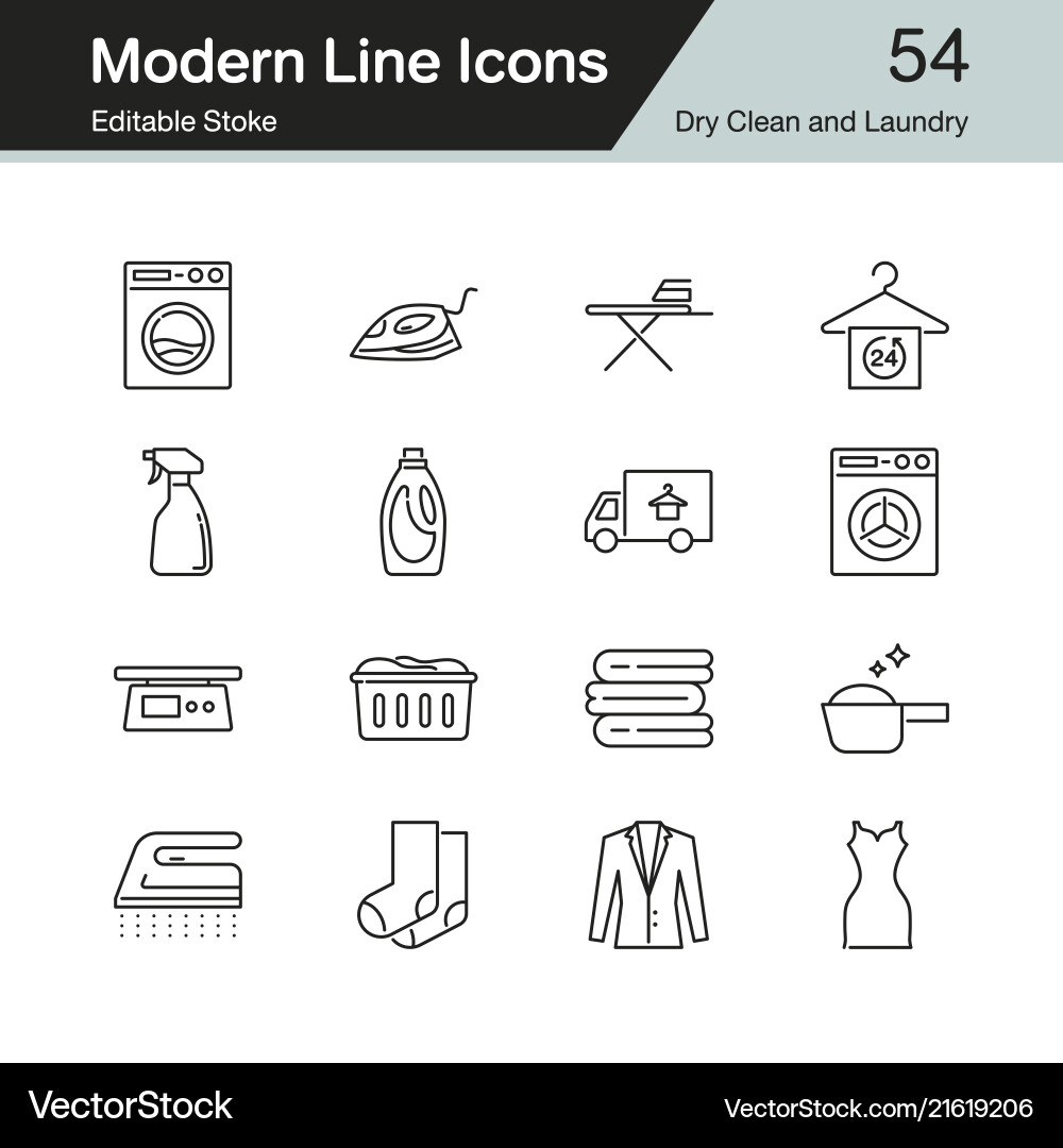 Dry clean and laundry icons modern line design Vector Image