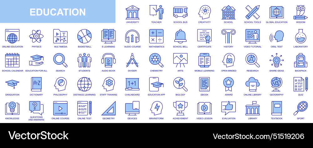 Education web icons set in duotone outline stroke Vector Image