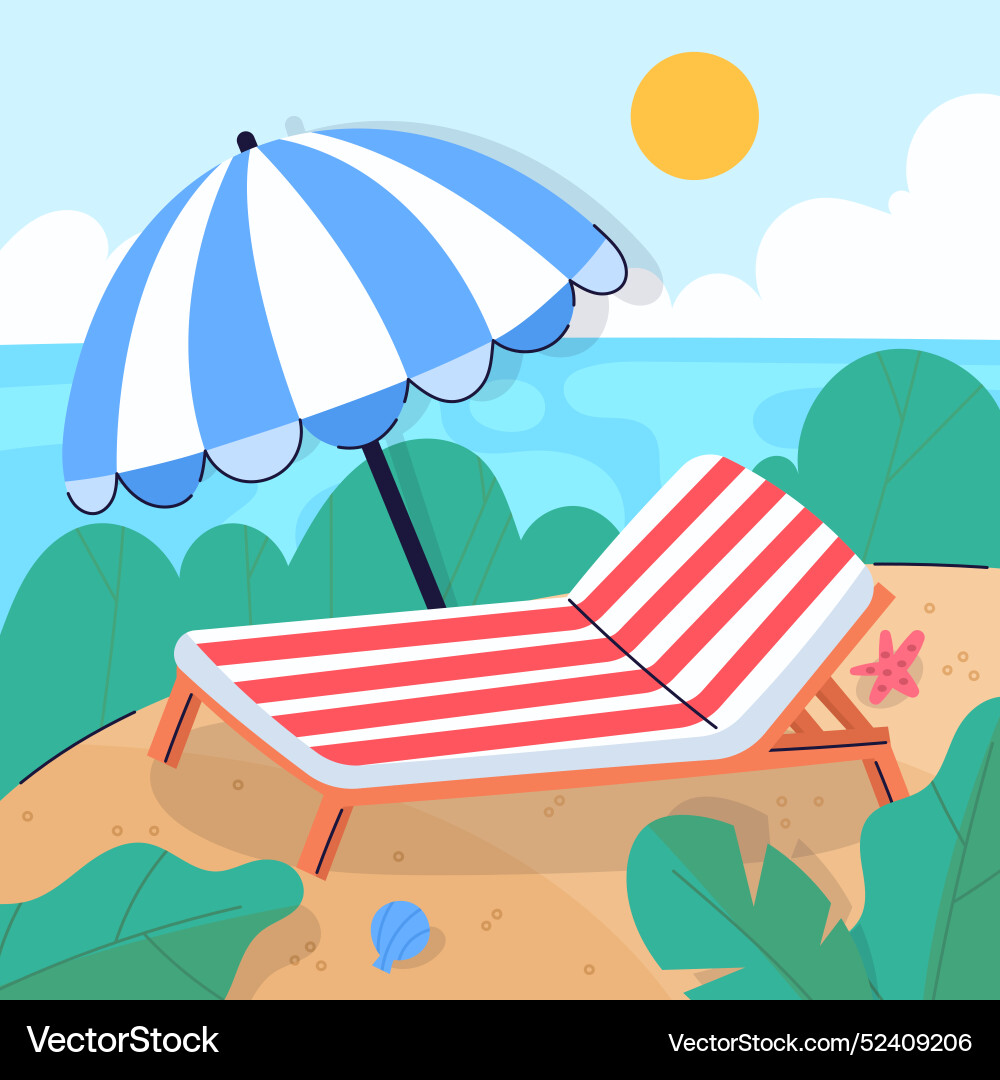 Flat design sunbed Royalty Free Vector Image - VectorStock