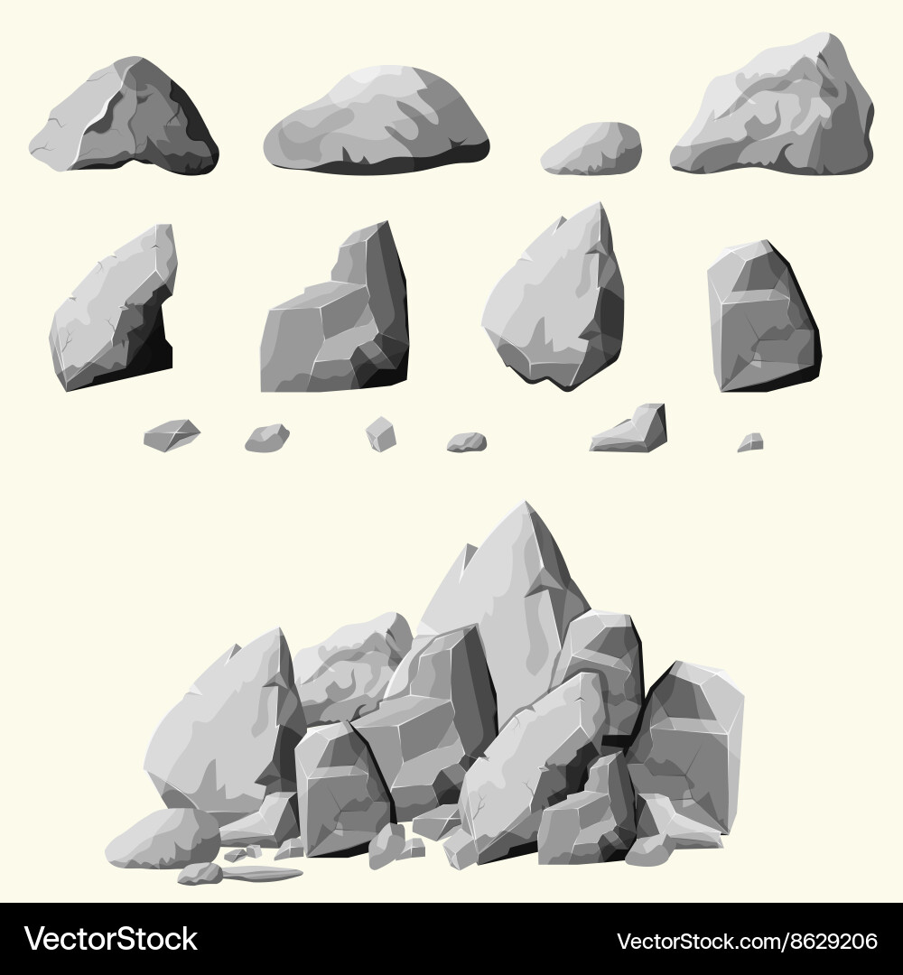 Gray stones set Royalty Free Vector Image - VectorStock