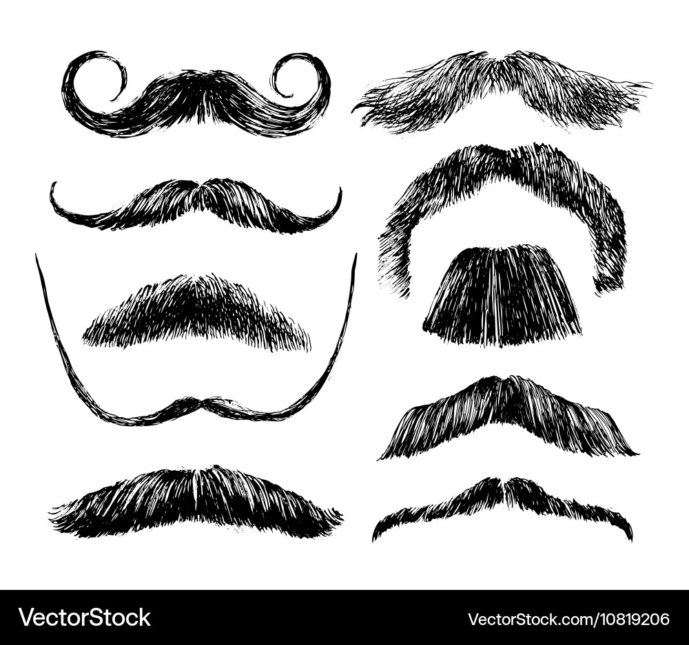 Hand drawn mustache set Royalty Free Vector Image