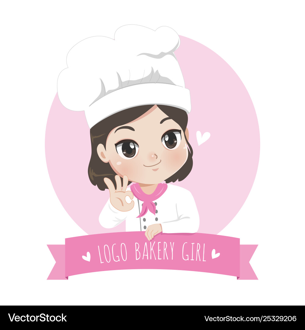 Little bakery girl logo Royalty Free Vector Image