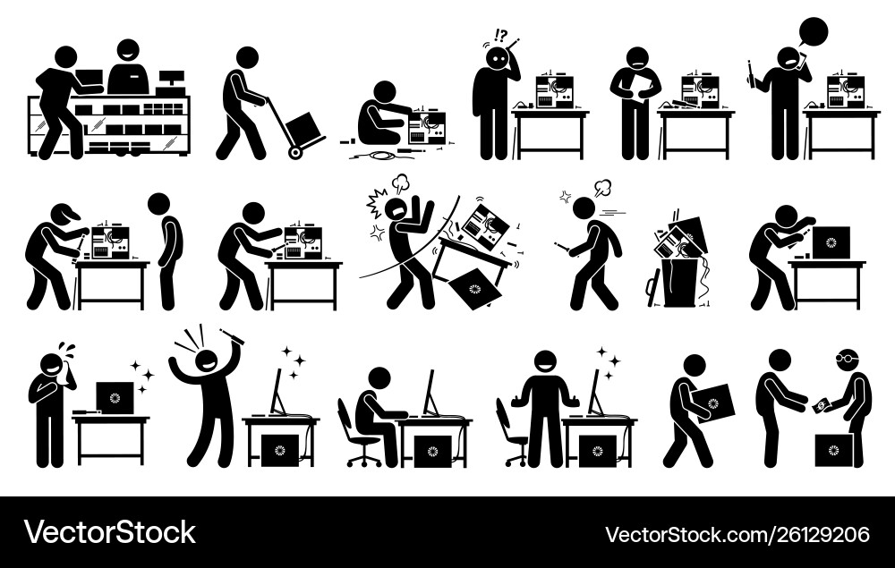 Man fixing repairing setup and assembling a new Vector Image