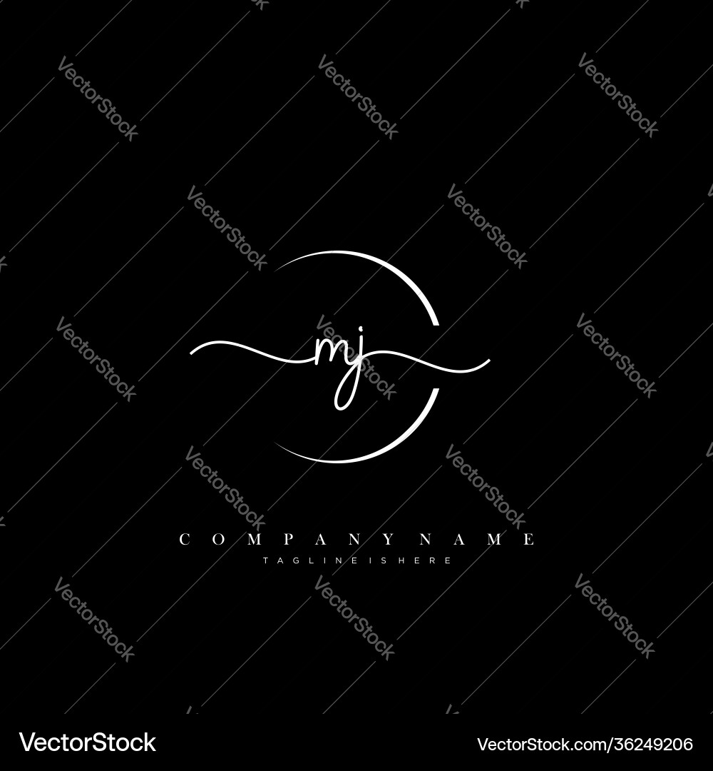 Mj initial letter handwriting logo hand drawn Vector Image