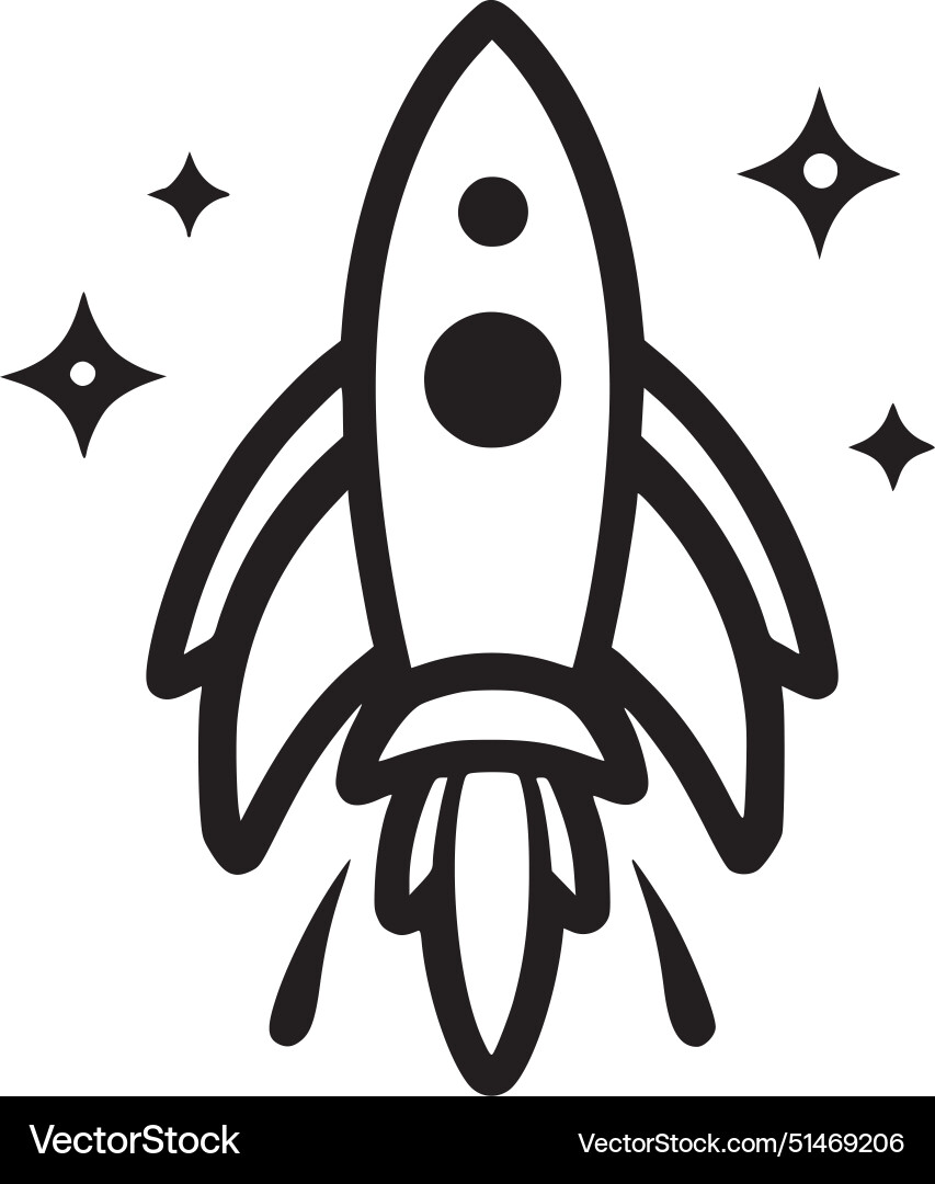 Rocket - black and white isolated icon Royalty Free Vector