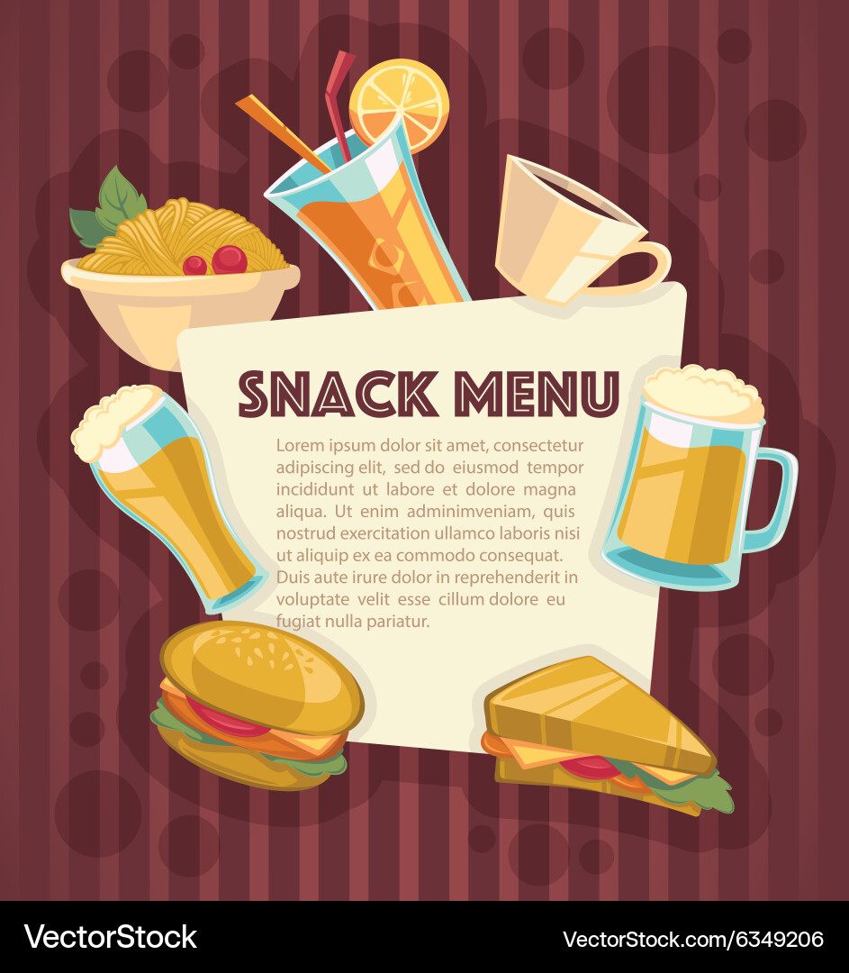 Snack menu Royalty Free Vector Image - VectorStock