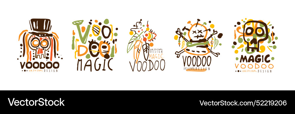 Voodoo original design logo and label collection Vector Image