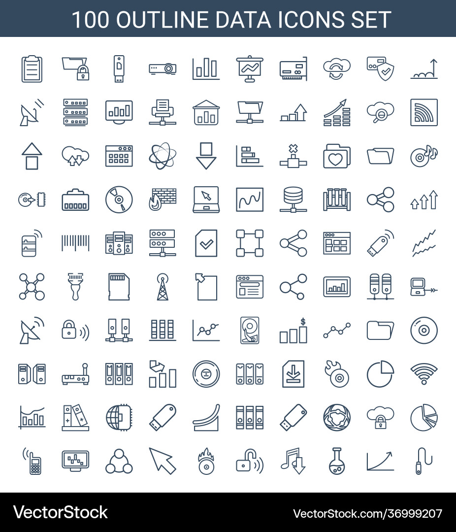 100 data icons Royalty Free Vector Image - VectorStock