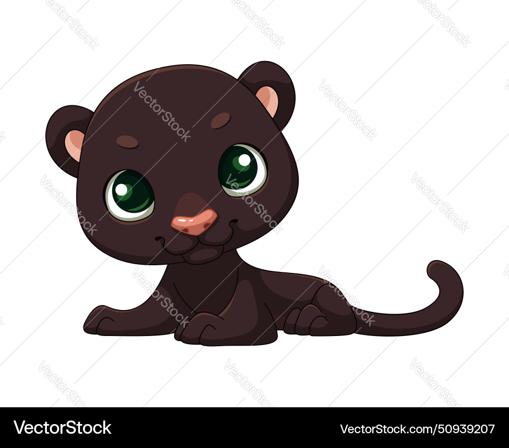 Cute black panther cub cartoon Royalty Free Vector Image