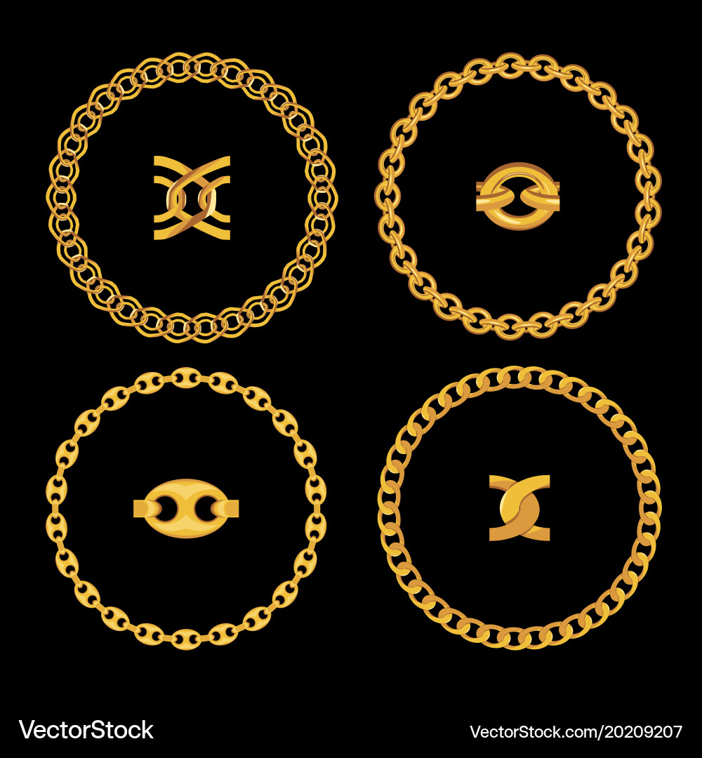 Gold chain jewelry on black background Royalty Free Vector