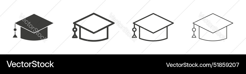 Graduation cap icon set academic hat college Vector Image