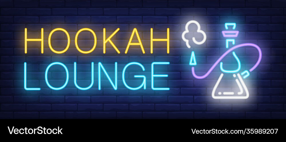 Hookah lounge neon sign Royalty Free Vector Image