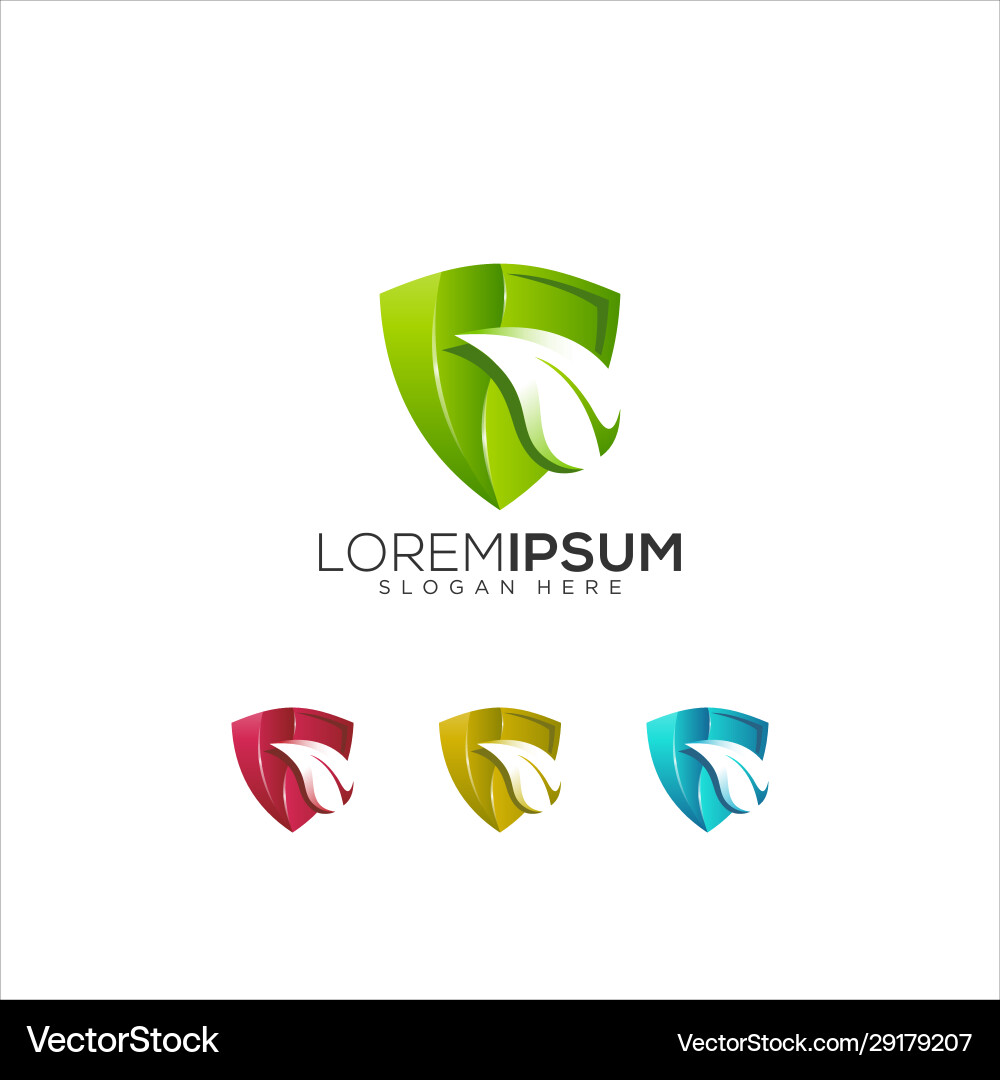 Leaf shield colorful logo design Royalty Free Vector Image