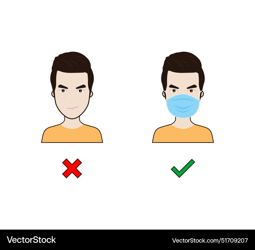 No entry without face mask wrong and right wear Vector Image