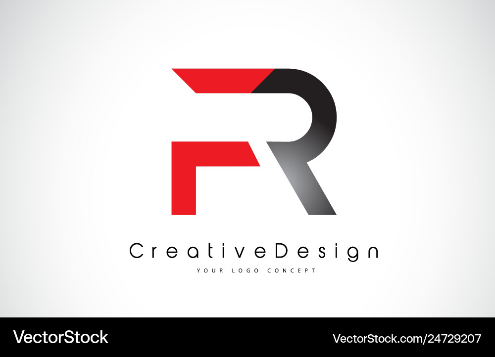 Red and black fr f r letter logo design creative Vector Image