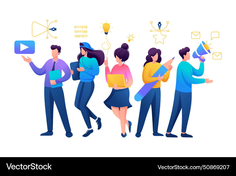 Team of young creative people designer Royalty Free Vector