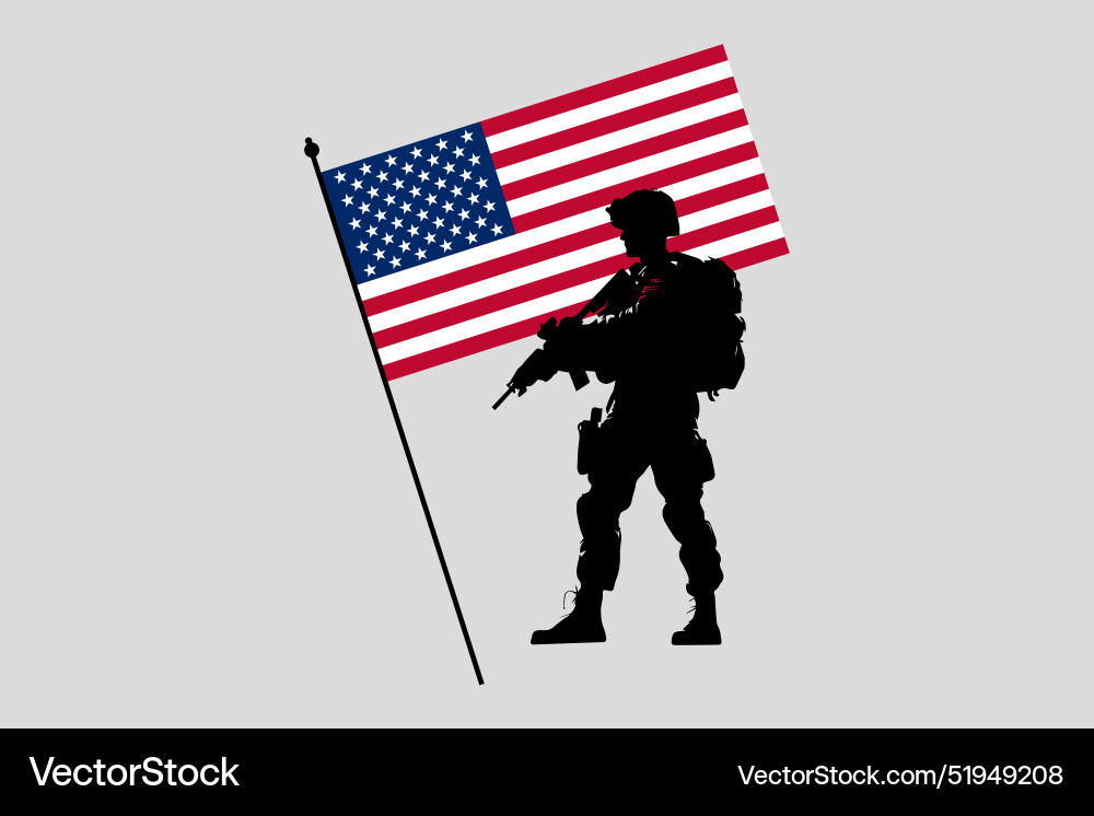 American soldier with flag Royalty Free Vector Image