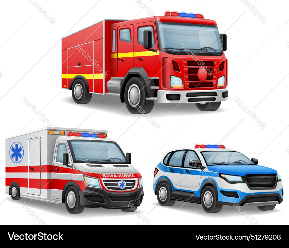 Automobile of various emergency and rescue Vector Image